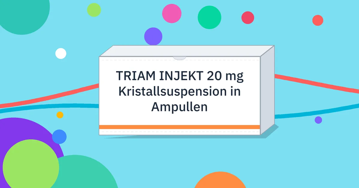Symbolbild: Packung mit der Aufschrift TRIAM INJEKT 20 mg Kristallsuspension in Ampullen (PZN 04969264) – Verfügbarkeit und Bezug in Apotheken in Frankfurt am Main