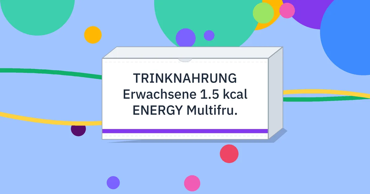 Symbolbild: Packung mit der Aufschrift TRINKNAHRUNG Erwachsene 1.5 kcal ENERGY Multifru. (PZN 16917083) – Verfügbarkeit und Bezug in Apotheken in Frankfurt am Main