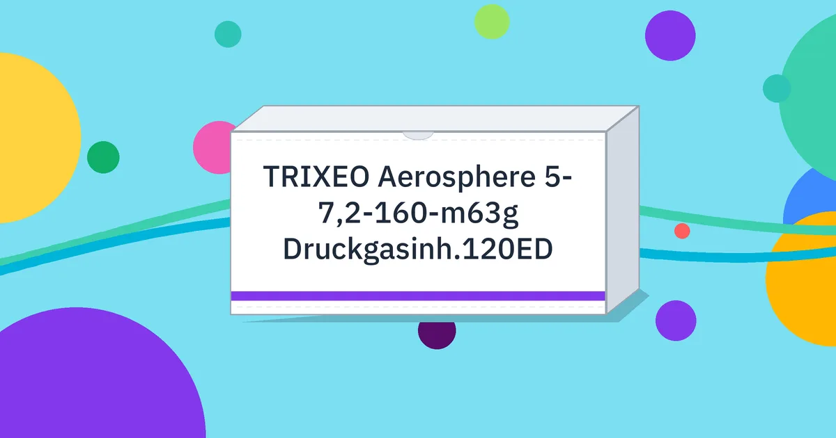 Symbolbild: Packung mit der Aufschrift TRIXEO Aerosphere 5-7,2-160-m63g Druckgasinh.120ED (PZN 17438367) – Verfügbarkeit und Bezug in Apotheken in Frankfurt am Main