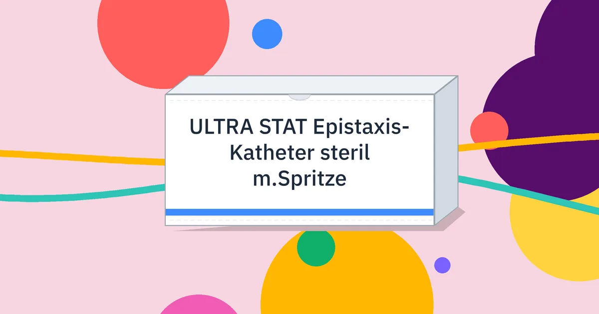 Symbolbild: Packung mit der Aufschrift ULTRA STAT Epistaxis-Katheter steril m.Spritze (PZN 20574223) – Verfügbarkeit und Bezug in Apotheken in Frankfurt am Main