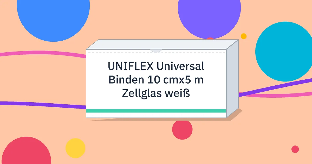 Symbolbild: Packung mit der Aufschrift UNIFLEX Universal Binden 10 cmx5 m Zellglas weiß (PZN 04589308) – Verfügbarkeit und Bezug in Apotheken in Frankfurt am Main