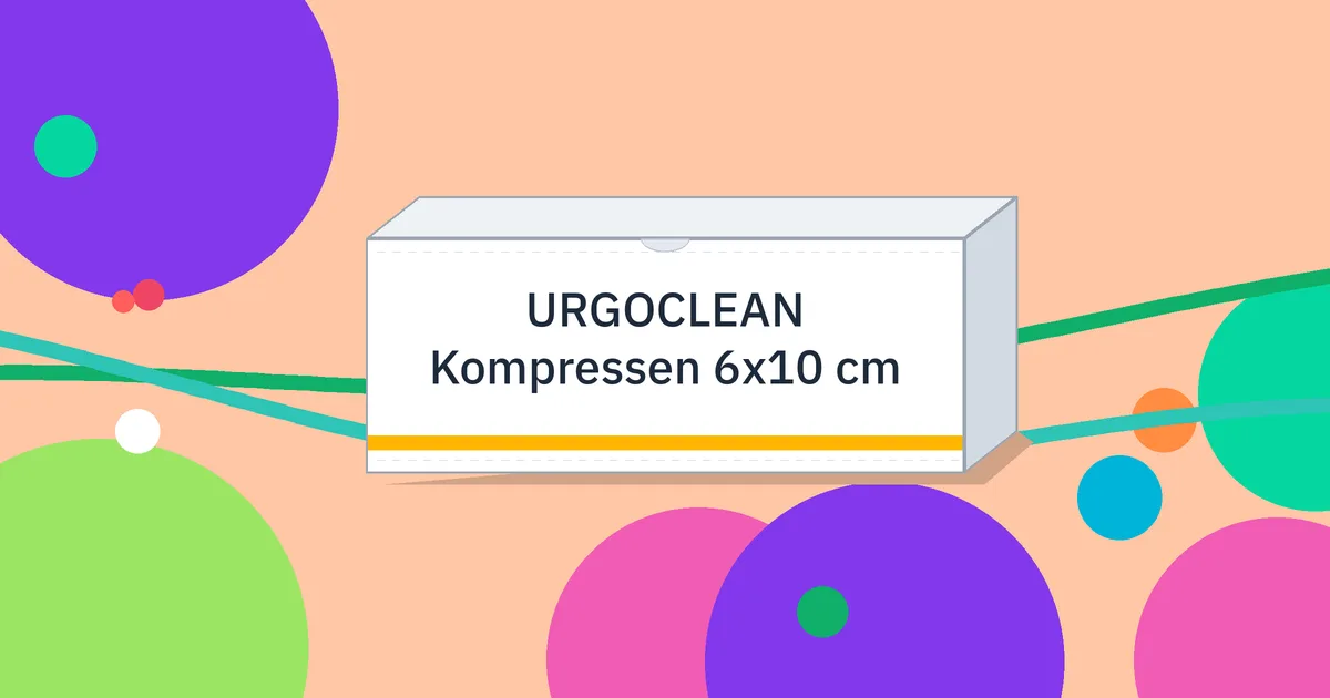 Symbolbild: Packung mit der Aufschrift URGOCLEAN Kompressen 6x10 cm (PZN 19461293) – Verfügbarkeit und Bezug in Apotheken in Frankfurt am Main