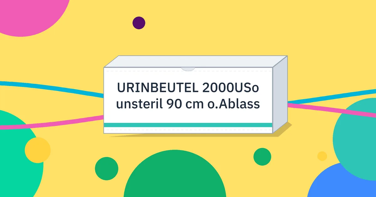 Symbolbild: Packung mit der Aufschrift URINBEUTEL 2000USo unsteril 90 cm o.Ablass (PZN 08845518) – Verfügbarkeit und Bezug in Apotheken in Frankfurt am Main