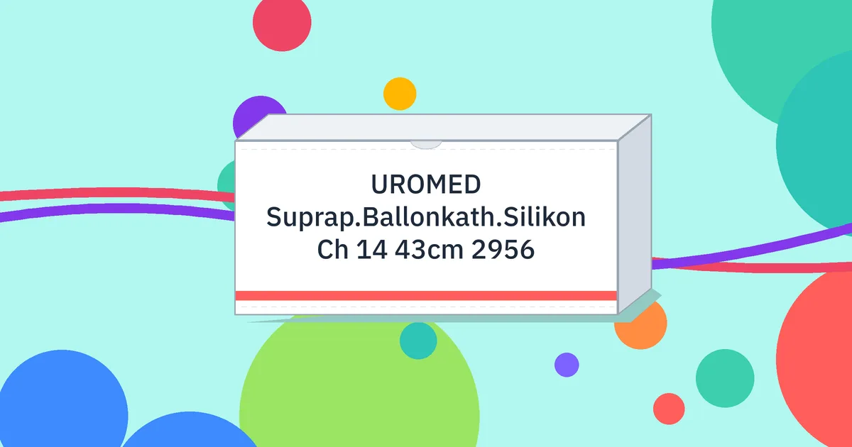 Symbolbild: Packung mit der Aufschrift UROMED Suprap.Ballonkath.Silikon Ch 14 43cm 2956 (PZN 00051747) – Verfügbarkeit und Bezug in Apotheken in Frankfurt am Main