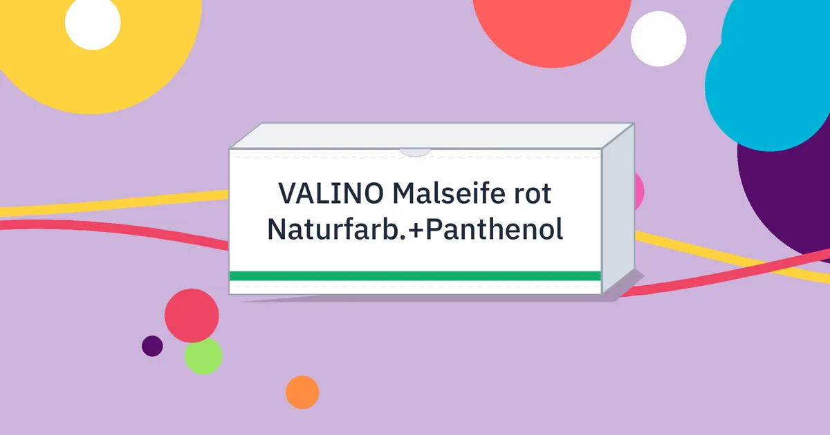 Symbolbild: Packung mit der Aufschrift VALINO Malseife rot Naturfarb.+Panthenol (PZN 07771953) – Verfügbarkeit und Bezug in Apotheken in Frankfurt am Main