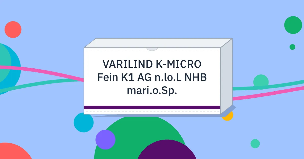 Symbolbild: Packung mit der Aufschrift VARILIND K-MICRO Fein K1 AG n.lo.L NHB mari.o.Sp. (PZN 20554982) – Verfügbarkeit und Bezug in Apotheken in Frankfurt am Main