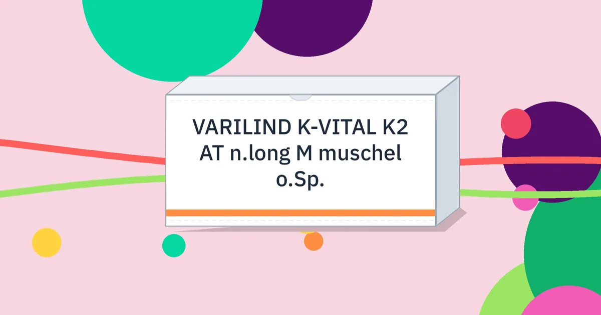 Symbolbild: Packung mit der Aufschrift VARILIND K-VITAL K2 AT n.long M muschel o.Sp. (PZN 20562510) – Verfügbarkeit und Bezug in Apotheken in Frankfurt am Main