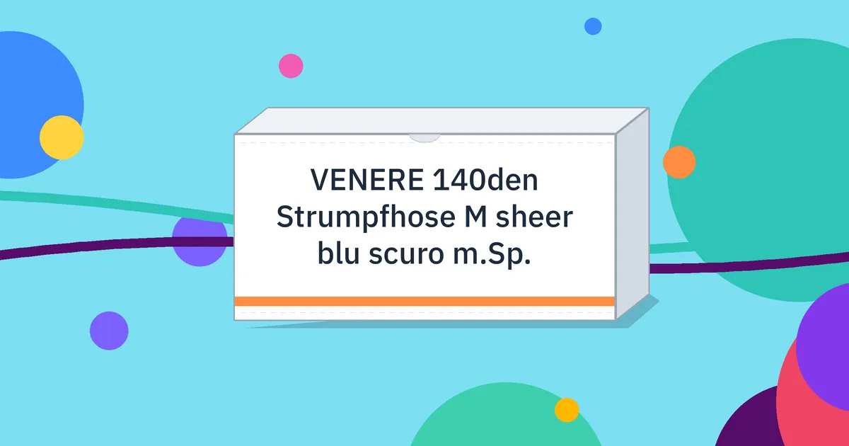 Symbolbild: Packung mit der Aufschrift VENERE 140den Strumpfhose M sheer blu scuro m.Sp. (PZN 16171270) – Verfügbarkeit und Bezug in Apotheken in Frankfurt am Main