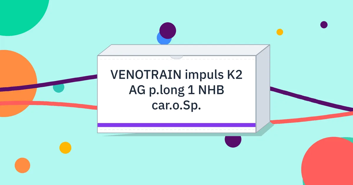 Symbolbild: Packung mit der Aufschrift VENOTRAIN impuls K2 AG p.long 1 NHB car.o.Sp. (PZN 08421681) – Verfügbarkeit und Bezug in Apotheken in Frankfurt am Main