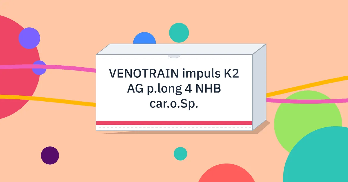Symbolbild: Packung mit der Aufschrift VENOTRAIN impuls K2 AG p.long 4 NHB car.o.Sp. (PZN 08421793) – Verfügbarkeit und Bezug in Apotheken in Frankfurt am Main