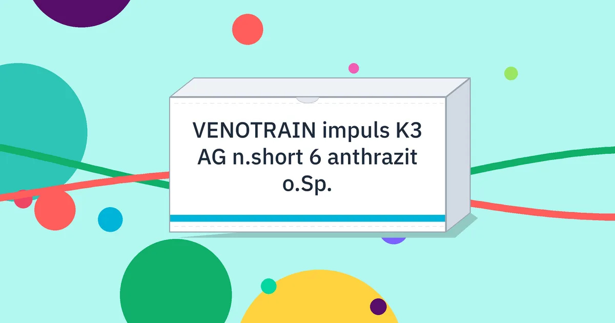 Symbolbild: Packung mit der Aufschrift VENOTRAIN impuls K3 AG n.short 6 anthrazit o.Sp. (PZN 15213776) – Verfügbarkeit und Bezug in Apotheken in Frankfurt am Main