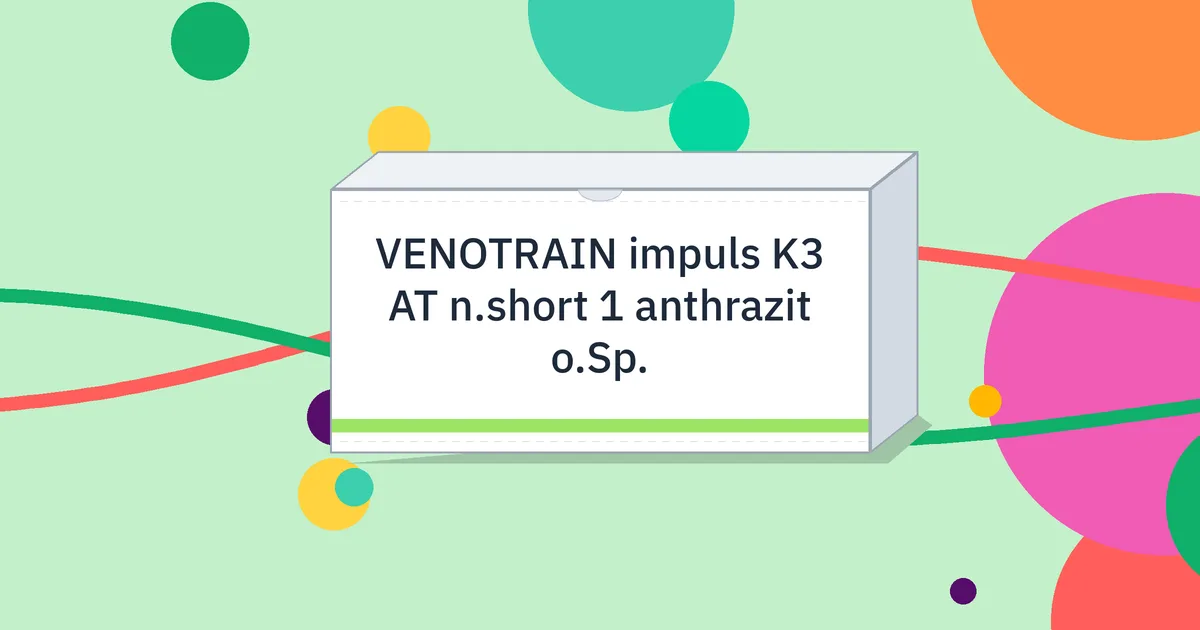 Symbolbild: Packung mit der Aufschrift VENOTRAIN impuls K3 AT n.short 1 anthrazit o.Sp. (PZN 19356981) – Verfügbarkeit und Bezug in Apotheken in Frankfurt am Main