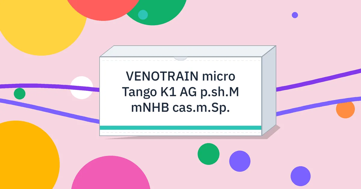 Symbolbild: Packung mit der Aufschrift VENOTRAIN micro Tango K1 AG p.sh.M mNHB cas.m.Sp. (PZN 20763639) – Verfügbarkeit und Bezug in Apotheken in Frankfurt am Main