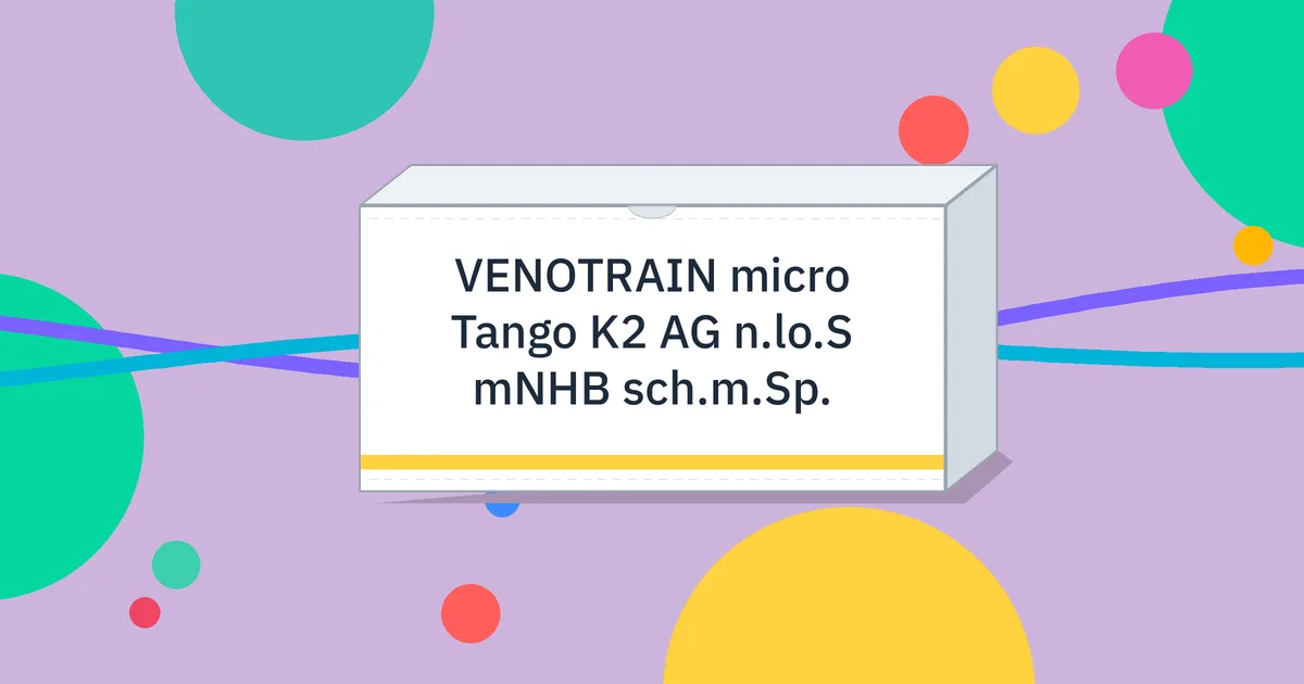 Symbolbild: Packung mit der Aufschrift VENOTRAIN micro Tango K2 AG n.lo.S mNHB sch.m.Sp. (PZN 17762381) – Verfügbarkeit und Bezug in Apotheken in Frankfurt am Main