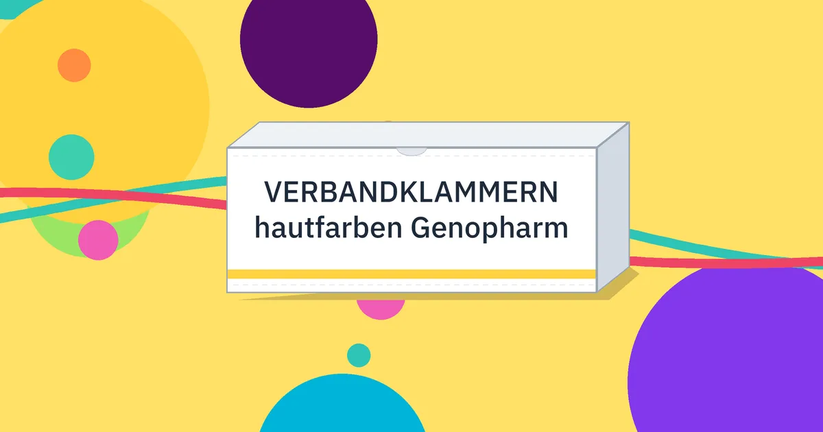Symbolbild: Packung mit der Aufschrift VERBANDKLAMMERN hautfarben Genopharm (PZN 02257714) – Verfügbarkeit und Bezug in Apotheken in Frankfurt am Main