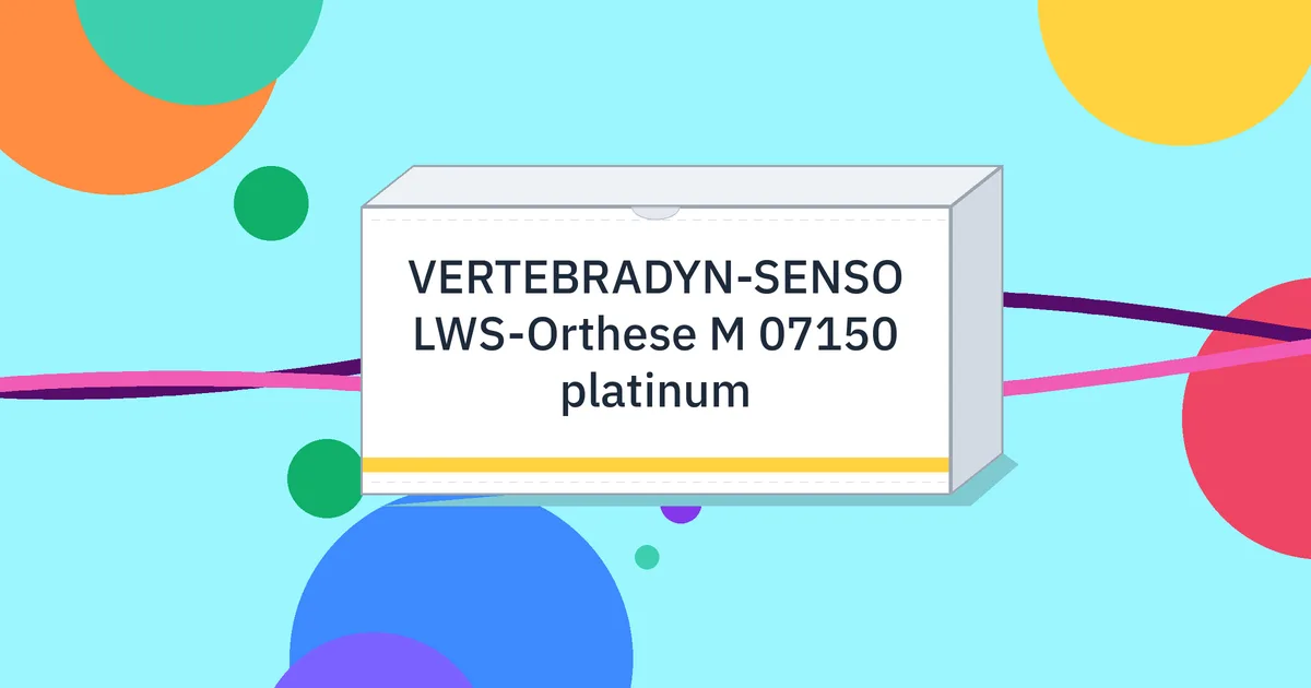 Symbolbild: Packung mit der Aufschrift VERTEBRADYN-SENSO LWS-Orthese M 07150 platinum (PZN 05542881) – Verfügbarkeit und Bezug in Apotheken in Frankfurt am Main