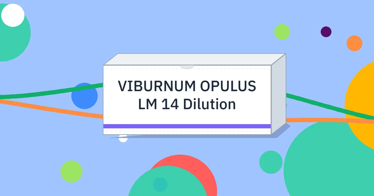 Symbolbild: Packung mit der Aufschrift VIBURNUM OPULUS LM 14 Dilution (PZN 13270882) – Verfügbarkeit und Bezug in Apotheken in Frankfurt am Main