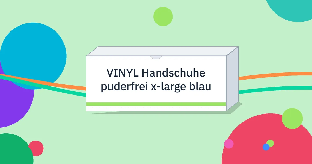 Symbolbild: Packung mit der Aufschrift VINYL Handschuhe puderfrei x-large blau (PZN 04650700) – Verfügbarkeit und Bezug in Apotheken in Frankfurt am Main