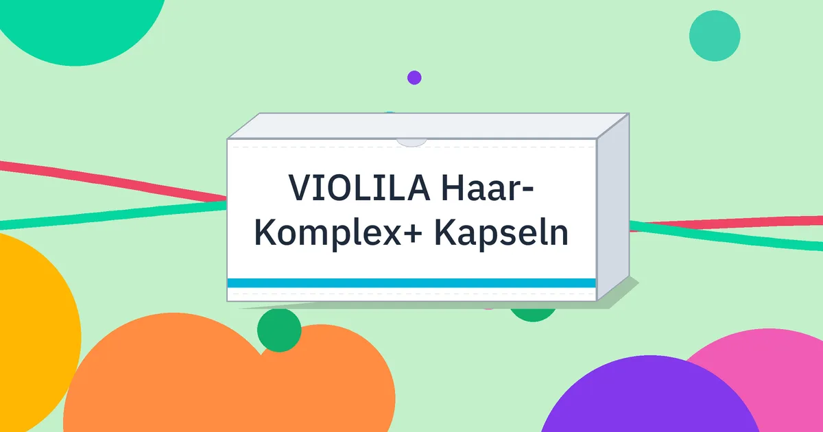 Symbolbild: Packung mit der Aufschrift VIOLILA Haar-Komplex+ Kapseln (PZN 11589898) – Verfügbarkeit und Bezug in Apotheken in Frankfurt am Main