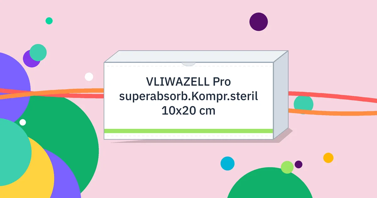 Symbolbild: Packung mit der Aufschrift VLIWAZELL Pro superabsorb.Kompr.steril 10x20 cm (PZN 18223315) – Verfügbarkeit und Bezug in Apotheken in Frankfurt am Main