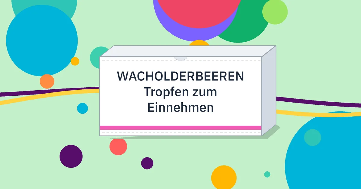Symbolbild: Packung mit der Aufschrift WACHOLDERBEEREN Tropfen zum Einnehmen (PZN 11602104) – Verfügbarkeit und Bezug in Apotheken in Frankfurt am Main