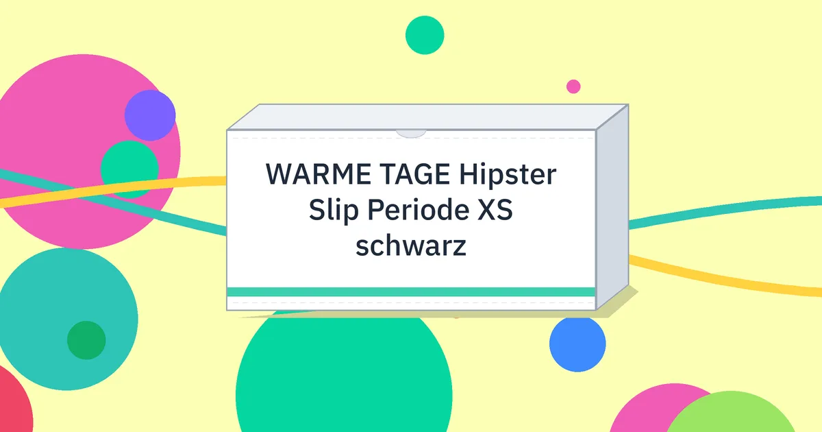 Symbolbild: Packung mit der Aufschrift WARME TAGE Hipster Slip Periode XS schwarz (PZN 16127671) – Verfügbarkeit und Bezug in Apotheken in Frankfurt am Main