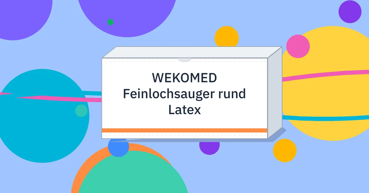 Symbolbild: Packung mit der Aufschrift WEKOMED Feinlochsauger rund Latex (PZN 03322307) – Verfügbarkeit und Bezug in Apotheken in Frankfurt am Main