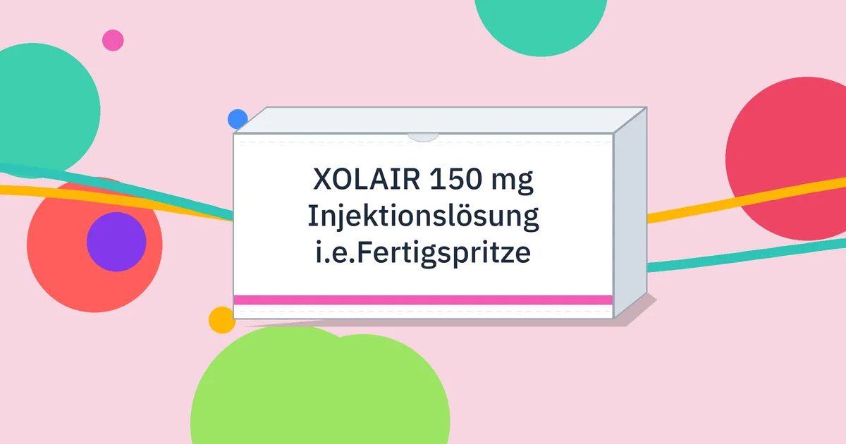 Symbolbild: Packung mit der Aufschrift XOLAIR 150 mg Injektionslösung i.e.Fertigspritze (PZN 19739699) – Verfügbarkeit und Bezug in Apotheken in Frankfurt am Main
