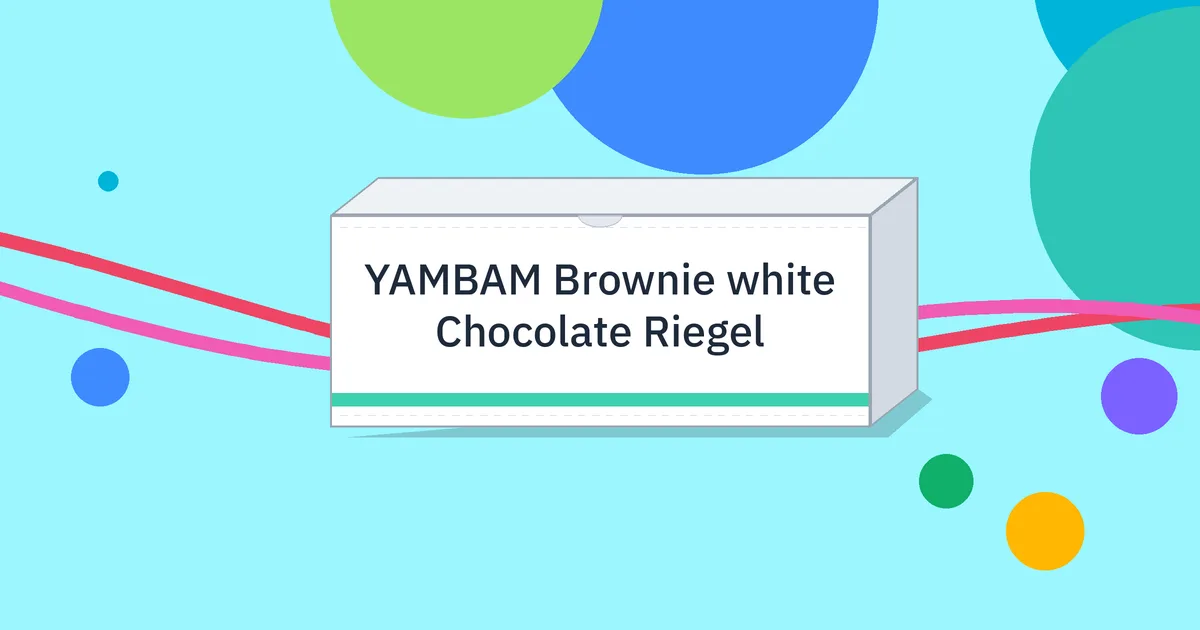 Symbolbild: Packung mit der Aufschrift YAMBAM Brownie white Chocolate Riegel (PZN 14036898) – Verfügbarkeit und Bezug in Apotheken in Frankfurt am Main