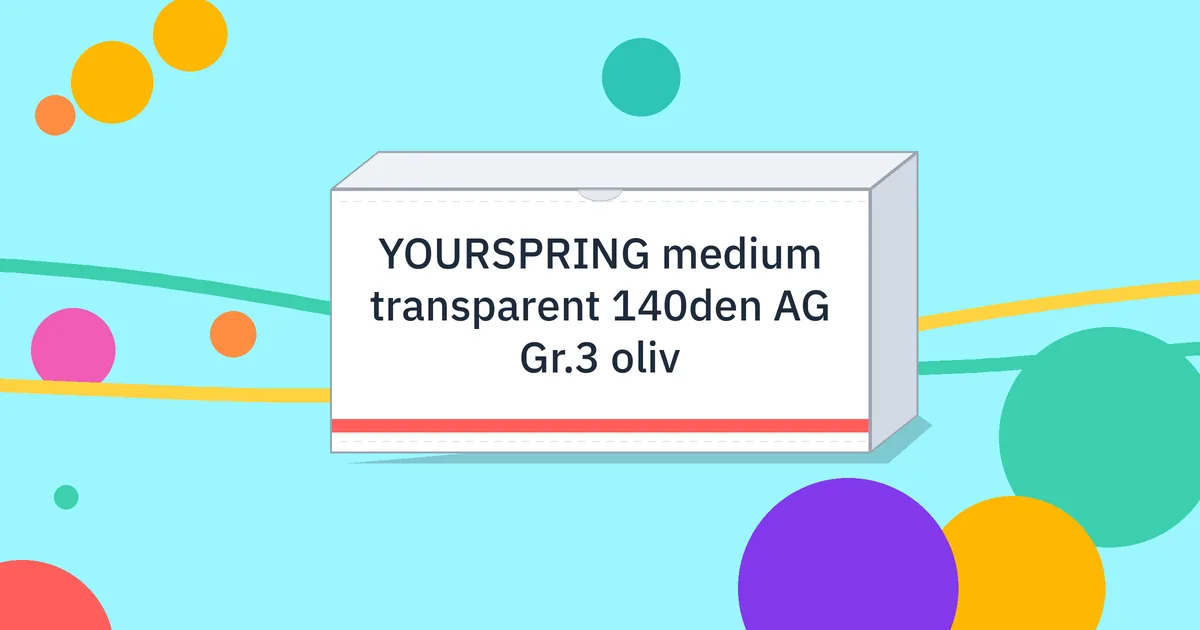 Symbolbild: Packung mit der Aufschrift YOURSPRING medium transparent 140den AG Gr.3 oliv (PZN 18057213) – Verfügbarkeit und Bezug in Apotheken in Frankfurt am Main