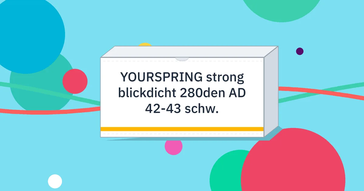 Symbolbild: Packung mit der Aufschrift YOURSPRING strong blickdicht 280den AD 42-43 schw. (PZN 18058572) – Verfügbarkeit und Bezug in Apotheken in Frankfurt am Main