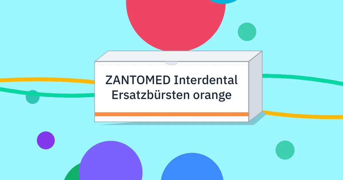 Symbolbild: Packung mit der Aufschrift ZANTOMED Interdental Ersatzbürsten orange (PZN 03433685) – Verfügbarkeit und Bezug in Apotheken in Frankfurt am Main