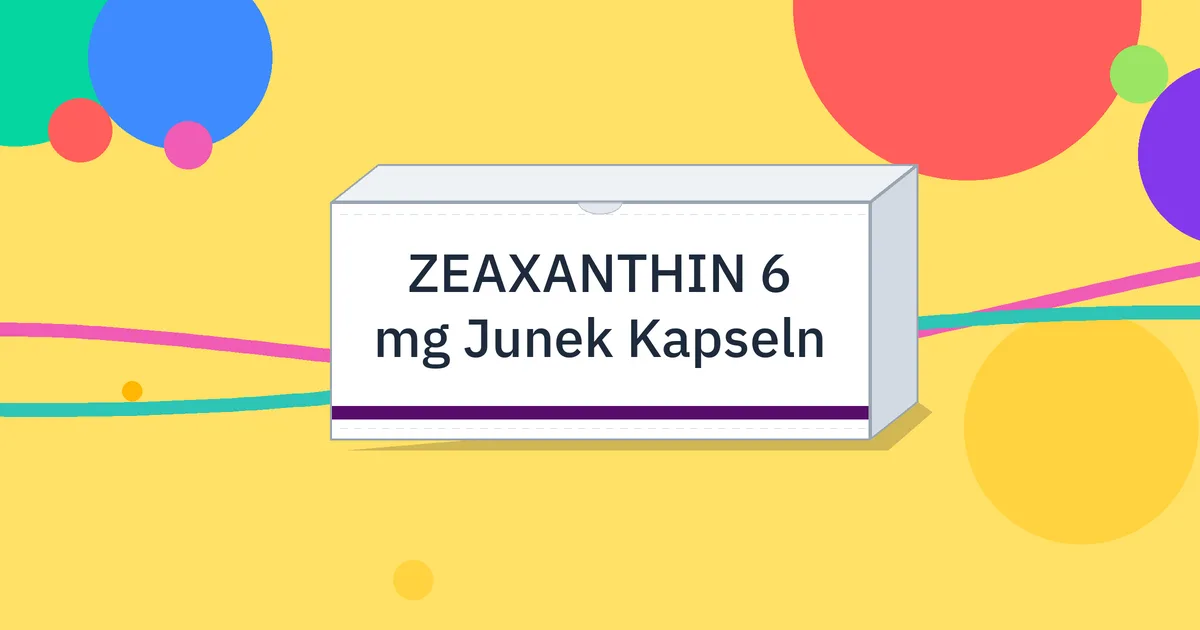 Symbolbild: Packung mit der Aufschrift ZEAXANTHIN 6 mg Junek Kapseln (PZN 03535262) – Verfügbarkeit und Bezug in Apotheken in Frankfurt am Main