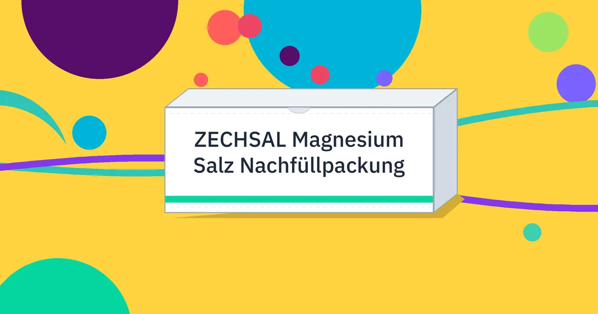Symbolbild: Packung mit der Aufschrift ZECHSAL Magnesium Salz Nachfüllpackung (PZN 16235797) – Verfügbarkeit und Bezug in Apotheken in Frankfurt am Main