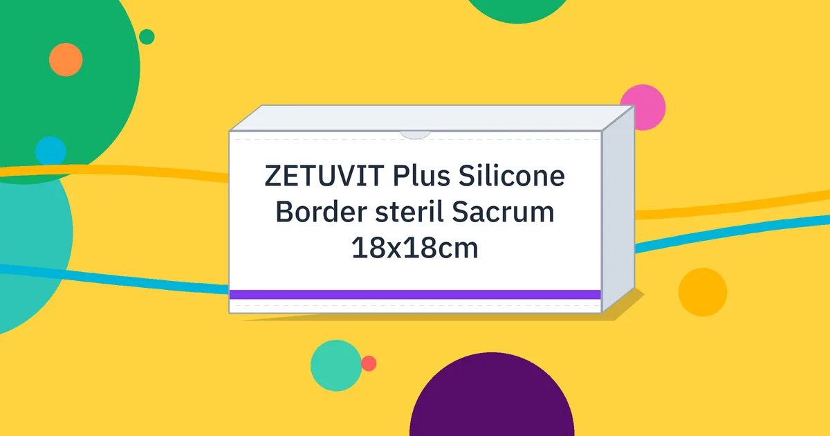 Symbolbild: Packung mit der Aufschrift ZETUVIT Plus Silicone Border steril Sacrum 18x18cm (PZN 17278722) – Verfügbarkeit und Bezug in Apotheken in Frankfurt am Main