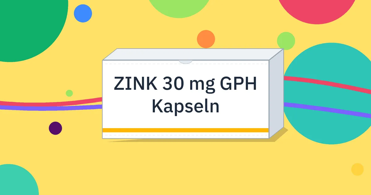 Symbolbild: Packung mit der Aufschrift ZINK 30 mg GPH Kapseln (PZN 12635577) – Verfügbarkeit und Bezug in Apotheken in Frankfurt am Main