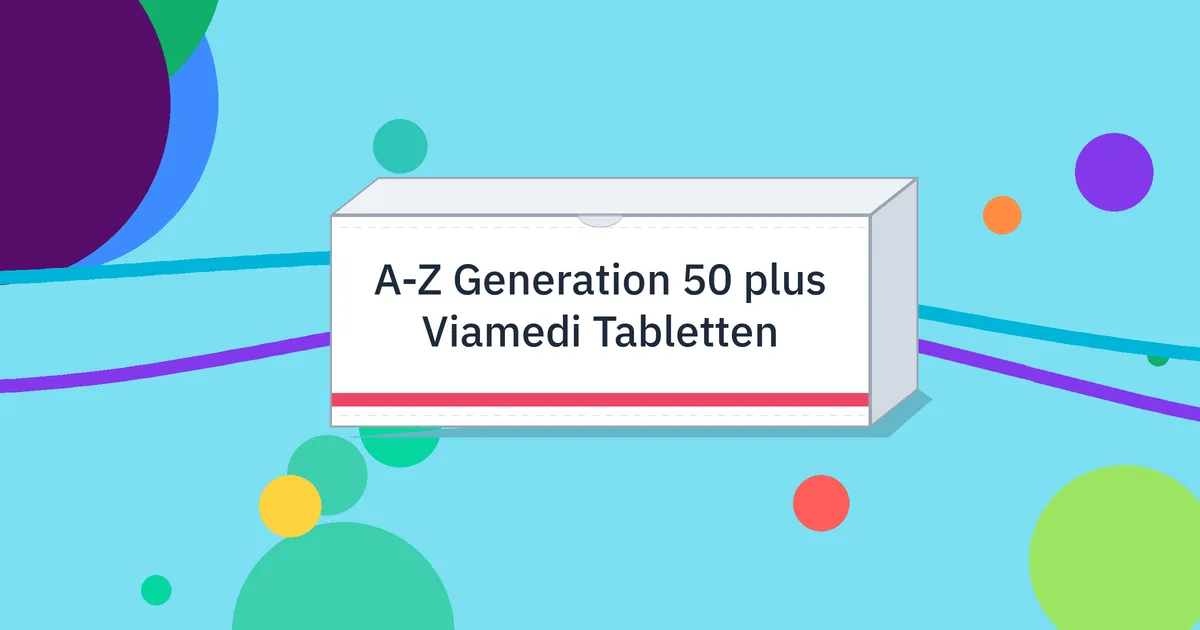 Symbolbild: Packung mit der Aufschrift A-Z Generation 50 plus Viamedi Tabletten (PZN 18411494) – Verfügbarkeit und Bezug in Apotheken in Frankfurt am Main