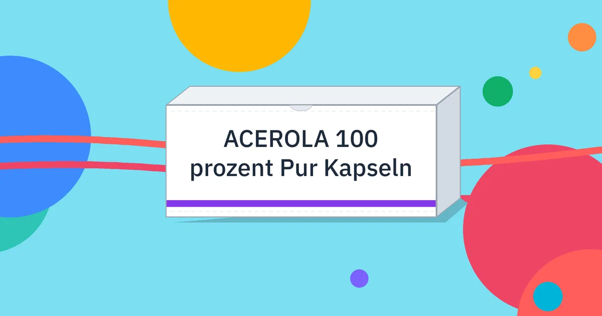 Symbolbild: Packung mit der Aufschrift ACEROLA 100 prozent Pur Kapseln (PZN 11642486) – Verfügbarkeit und Bezug in Apotheken in Frankfurt am Main
