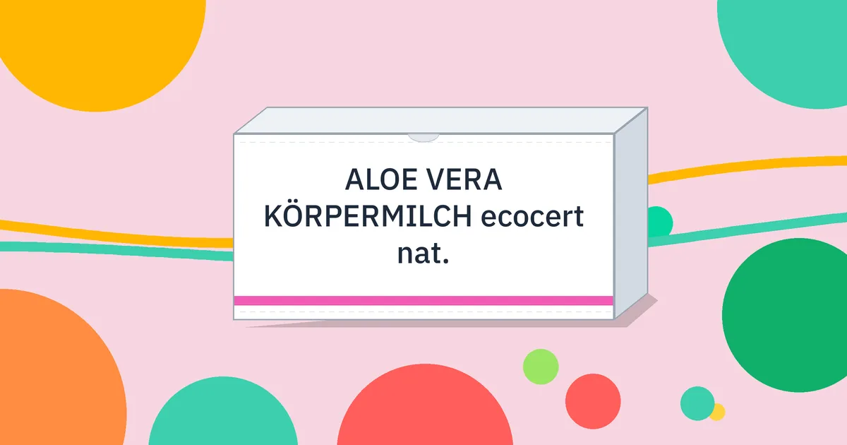 Symbolbild: Packung mit der Aufschrift ALOE VERA KÖRPERMILCH ecocert nat. (PZN 14329011) – Verfügbarkeit und Bezug in Apotheken in Frankfurt am Main