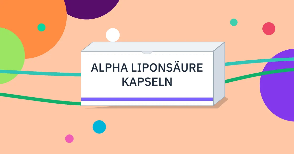 Symbolbild: Packung mit der Aufschrift ALPHA LIPONSÄURE KAPSELN (PZN 11109295) – Verfügbarkeit und Bezug in Apotheken in Frankfurt am Main