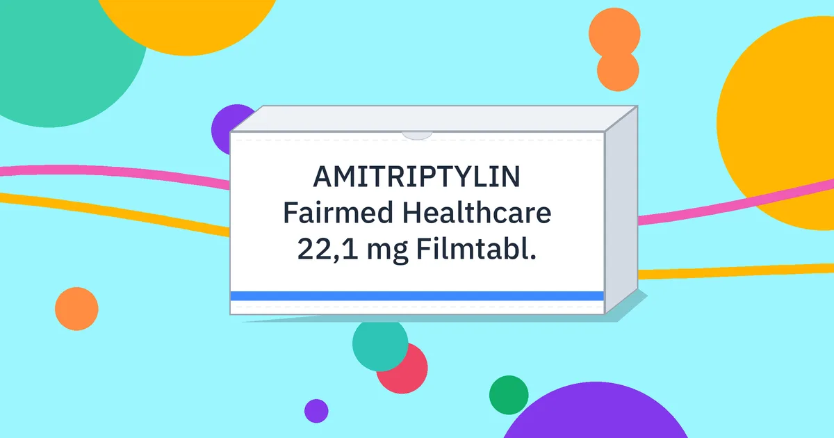Symbolbild: Packung mit der Aufschrift AMITRIPTYLIN Fairmed Healthcare 22,1 mg Filmtabl. (PZN 16564561) – Verfügbarkeit und Bezug in Apotheken in Frankfurt am Main
