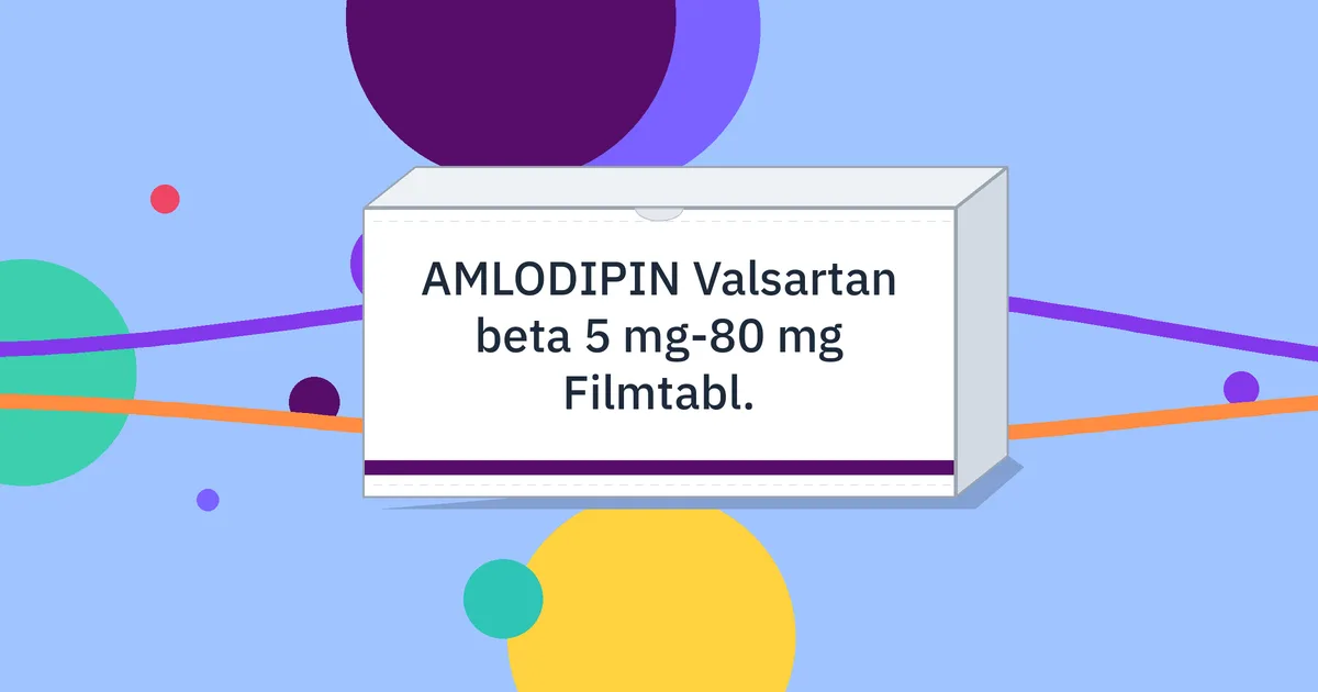 Symbolbild: Packung mit der Aufschrift AMLODIPIN Valsartan beta 5 mg-80 mg Filmtabl. (PZN 13162425) – Verfügbarkeit und Bezug in Apotheken in Frankfurt am Main