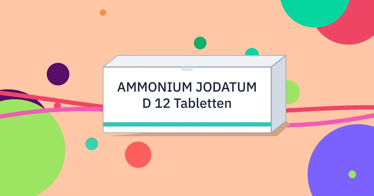 Symbolbild: Packung mit der Aufschrift AMMONIUM JODATUM D 12 Tabletten (PZN 07158661) – Verfügbarkeit und Bezug in Apotheken in Frankfurt am Main
