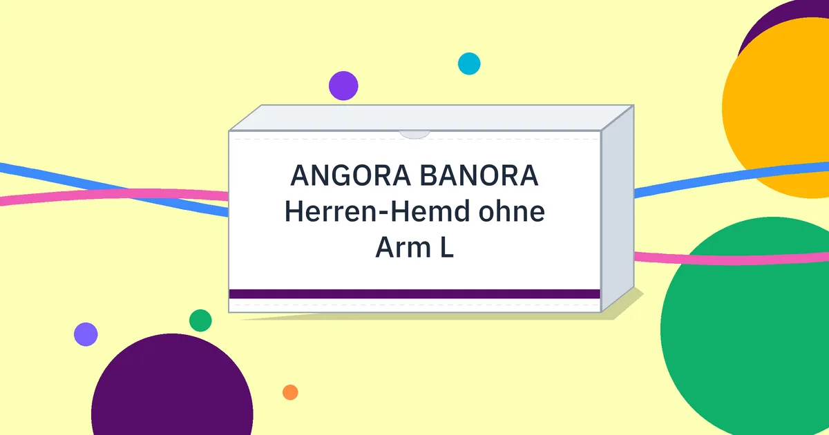 Symbolbild: Packung mit der Aufschrift ANGORA BANORA Herren-Hemd ohne Arm L (PZN 06192466) – Verfügbarkeit und Bezug in Apotheken in Frankfurt am Main