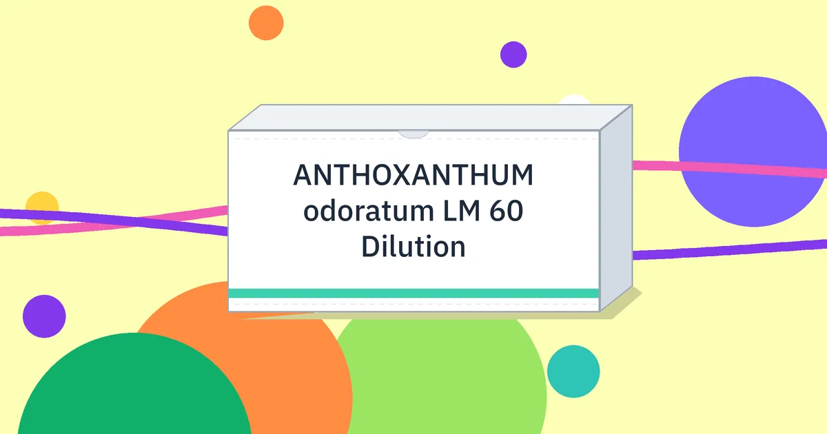 Symbolbild: Packung mit der Aufschrift ANTHOXANTHUM odoratum LM 60 Dilution (PZN 13370098) – Verfügbarkeit und Bezug in Apotheken in Frankfurt am Main