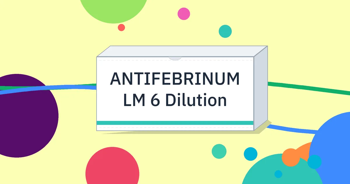 Symbolbild: Packung mit der Aufschrift ANTIFEBRINUM LM 6 Dilution (PZN 13371620) – Verfügbarkeit und Bezug in Apotheken in Frankfurt am Main