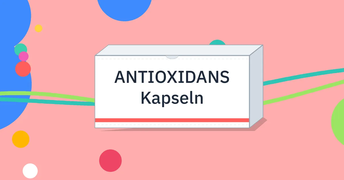 Symbolbild: Packung mit der Aufschrift ANTIOXIDANS Kapseln (PZN 11109243) – Verfügbarkeit und Bezug in Apotheken in Frankfurt am Main