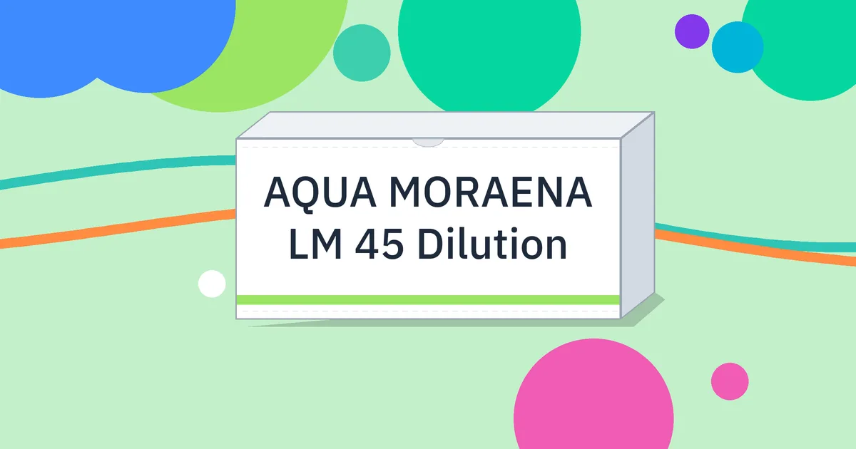 Symbolbild: Packung mit der Aufschrift AQUA MORAENA LM 45 Dilution (PZN 13755616) – Verfügbarkeit und Bezug in Apotheken in Frankfurt am Main