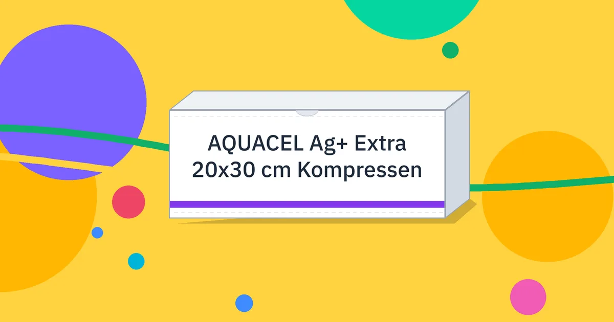 Symbolbild: Packung mit der Aufschrift AQUACEL Ag+ Extra 20x30 cm Kompressen (PZN 19103665) – Verfügbarkeit und Bezug in Apotheken in Frankfurt am Main