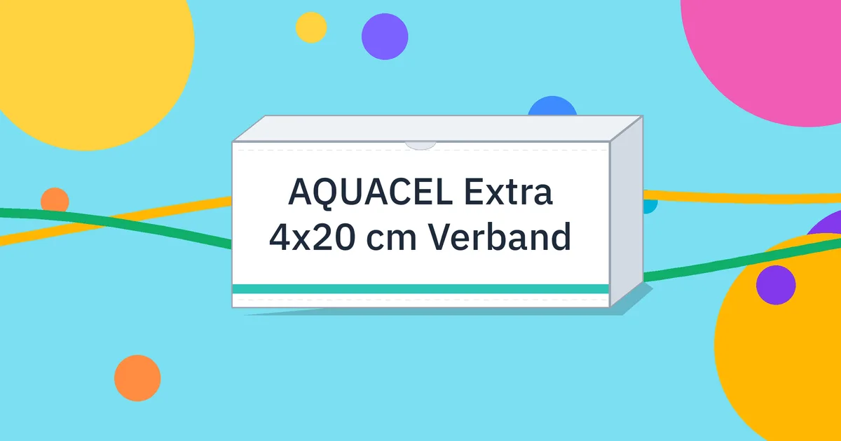 Symbolbild: Packung mit der Aufschrift AQUACEL Extra 4x20 cm Verband (PZN 19474580) – Verfügbarkeit und Bezug in Apotheken in Frankfurt am Main